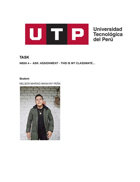 Week 4 Ask Assignment This Is My Classmate Task Week 4 Ask Assignment This Is My