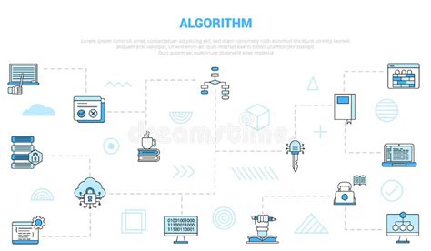 Algorithm Concept With Icon Set Template Banner With Modern Blue Color