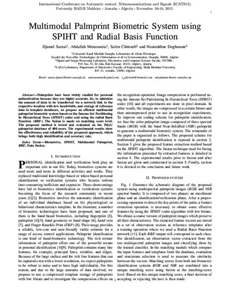 Pdf Multimodal Palmprint Biometric System Using Spiht And Radial