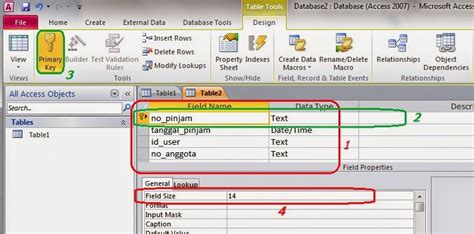 cara membuat tabel di microsoft access 2010 dengan sintak table design