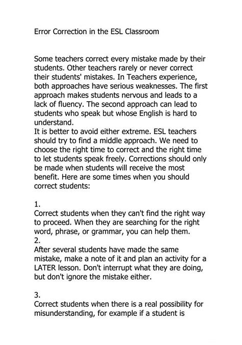 error correction in the esl classroom cpd professional development