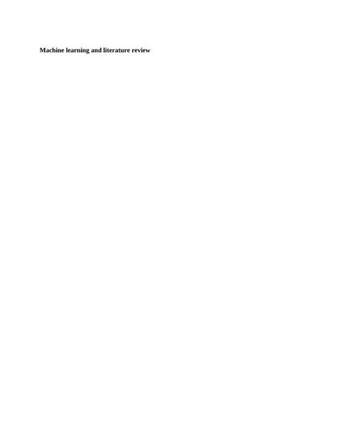 literature review machine learning algorithms and methods