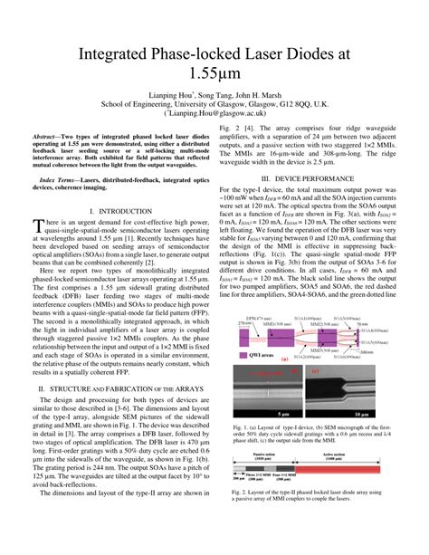 Pdf Integrated Phase Locked Laser Diodes At 155μm