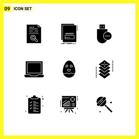 9 Universal Solid Glyphs Set For Web And Mobile Applications Laptop Computer Malicious Stick