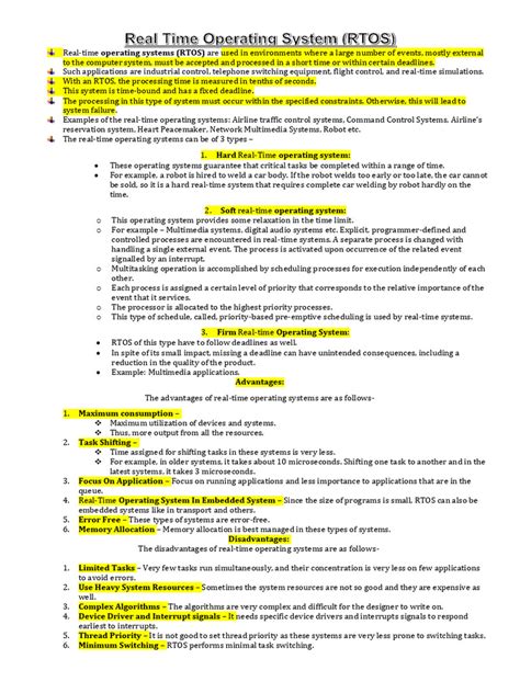 Real Time Operating System Pdf Real Time Computing Operating System