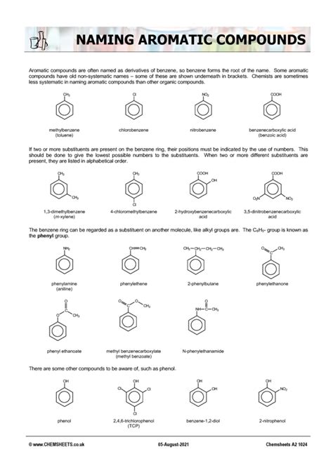 Naming Aromatic Compounds Worksheet With Answers Naming Aromatic Compounds Worksheet With Answers
