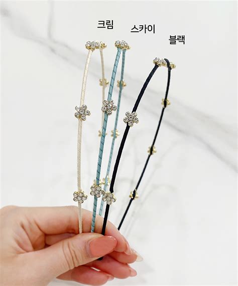 꽃 플라워 큐빅 보석 얇은 헤어밴드 머리띠