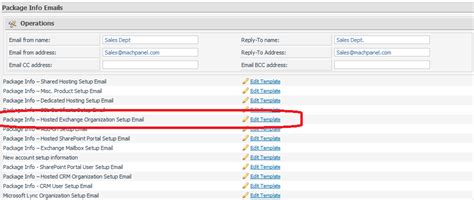 Exchange Email Template Values