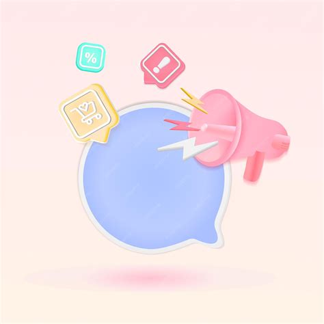 3d 확성기 스피커 또는 확성기 확성기로 배경 홍보 확성기 시끄러움 프리미엄 벡터