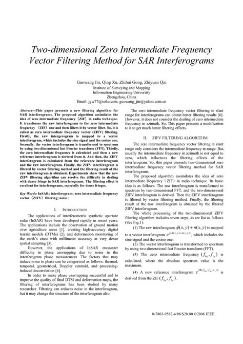 Pdf Two Dimensional Zero Intermediate Frequency Vector Filtering