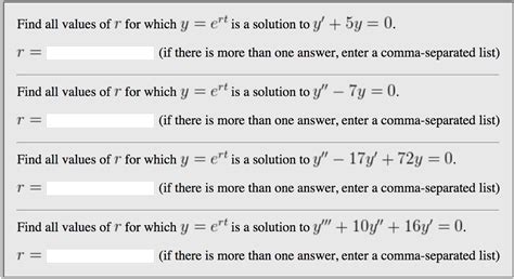 Solved Find All Values Of R For Which Y Et Is A Solution To Chegg