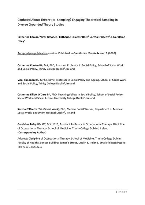 Pdf Confused About Theoretical Sampling Engaging Theoretical Sampling In Diverse Grounded