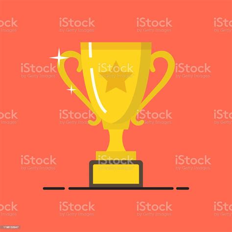 골든 위너 컵 트로피 컵 평면 만화 아이콘입니다 벡터 그림입니다 1위에 대한 스톡 벡터 아트 및 기타 이미지 1위