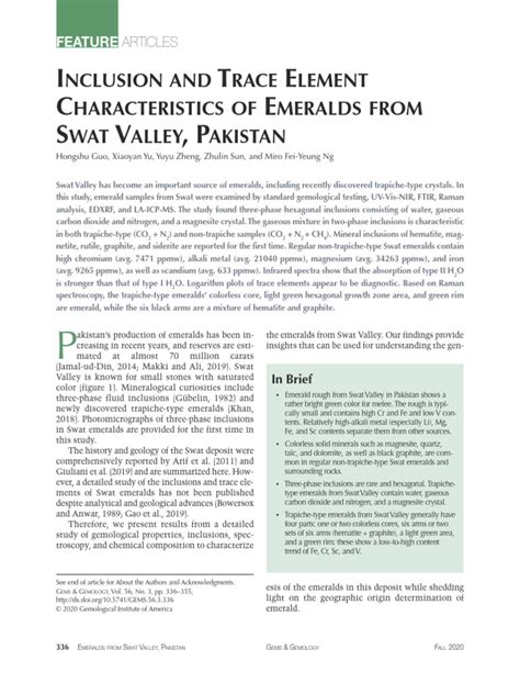Fall 2020 Trace Element Characteristics Emeralds Pdf Ultraviolet