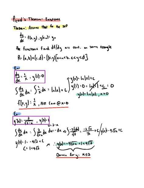 Existence And Separation Of Variables Picards Theorem Existence
