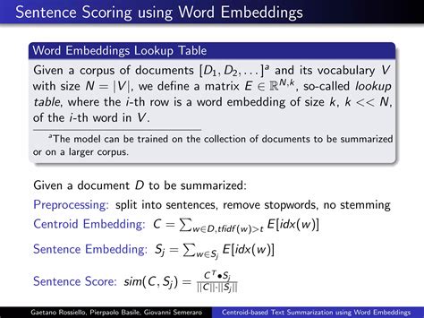 Centroid Based Text Summarization Through Compositionality Of Word