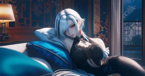 4k HD Wallpaper Arlecchino Resting In Moonlit Hotel Room