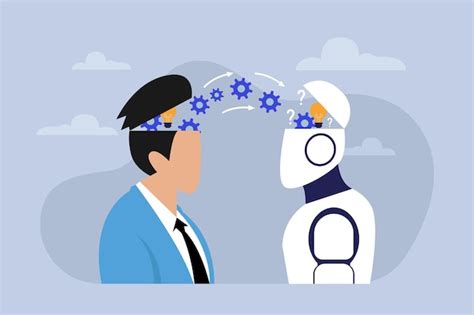 인간과 로 ⁇ 인공지능 학습 프리미엄 벡터