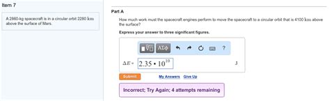 Solved Item 7 Part A A 2860 Kg Spacecraft Is In A Circular