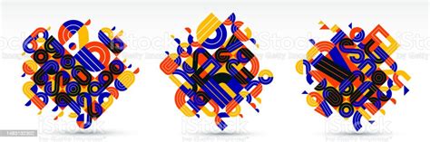 추상적인 현대 벡터 트렌디 한 디자인 세트 기하학적 모양 세련된 구성 모듈 패턴 예술 일러스트 타이포그래피 문자 요소 사용