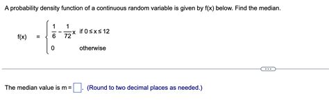 Solved A Probability Density Function Of A Continuous Random Chegg
