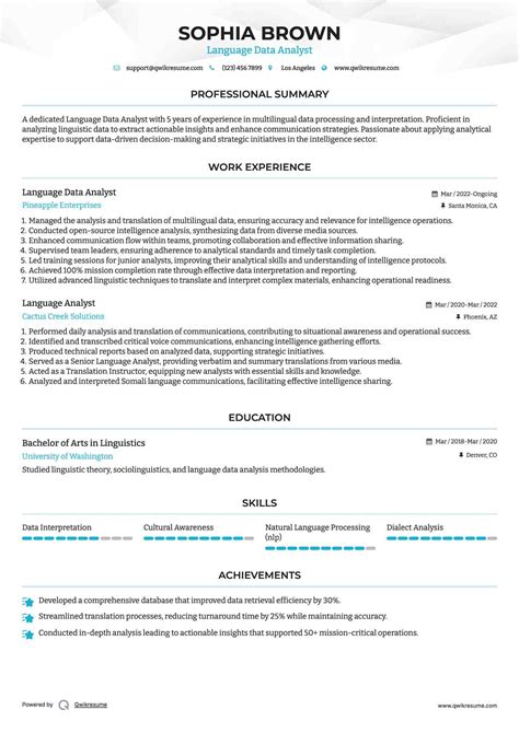 10 Language Analyst Resume Samples And Templates For 2025