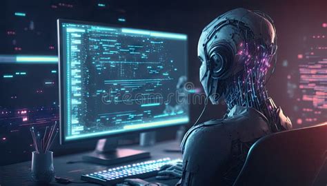 Artificial Intelligence Cyborg Using Computer And Typing Keyboard Technology In Future