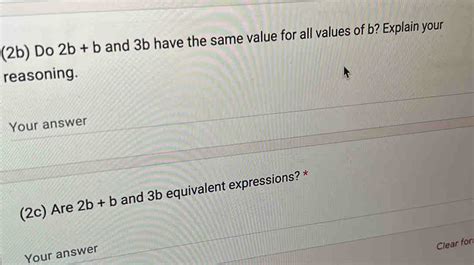 2b do 2b b and 3b have the same value for all values of b explain
