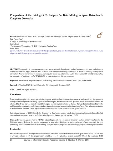Data Mining In Spam Detection Pdf Receiver Operating Characteristic