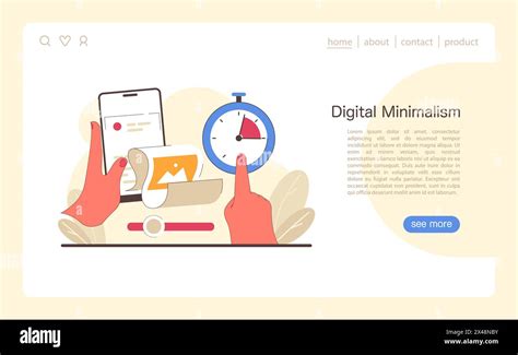 Digital Minimalism Concept Simplified User Interface And Time