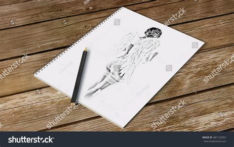 Sketch Sexy Woman On Spiralbound Paper Stock Illustration Shutterstock