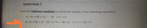 use the indirect method to check the validity of the