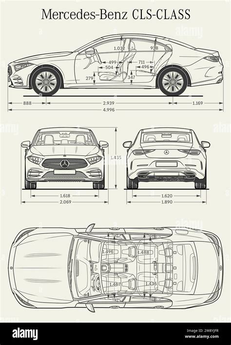 Mercedes Benz Cls Class 2020 Car Blueprint Stock Vector Image And Art Alamy