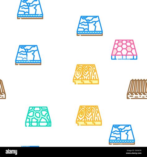 Floor Material Layers Renovation Vector Seamless Pattern Color Line Illustration Floor Material