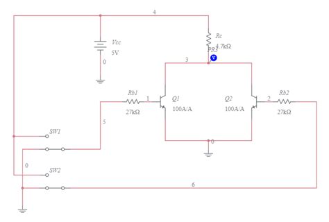 BJT NOR Gate Switch Input Multisim Live