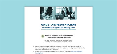 Guide To Implementation For Planning Supports For Participation Texas Sped Support