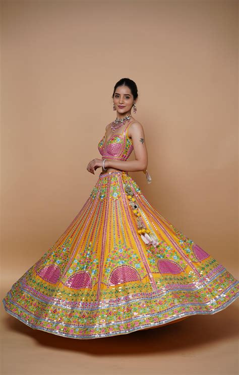Mustard Yellow Handwork Lehenga Carnival And Sangeet Urban Dulhaniya