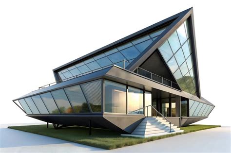 Futuristic Angular House With Glass Facade And Unique Design Premium