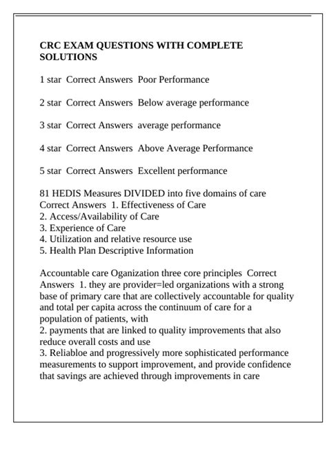 CRC EXAM QUESTIONS WITH COMPLETE SOLUTIONS Crc Stuvia US