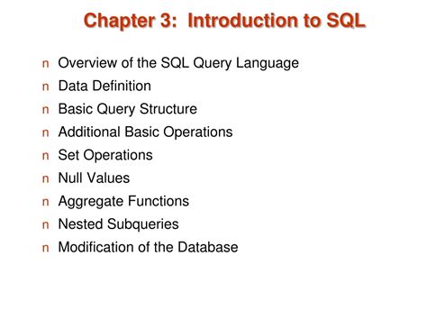 Ppt Introduction To Sql Query Language Data Definition And Basic