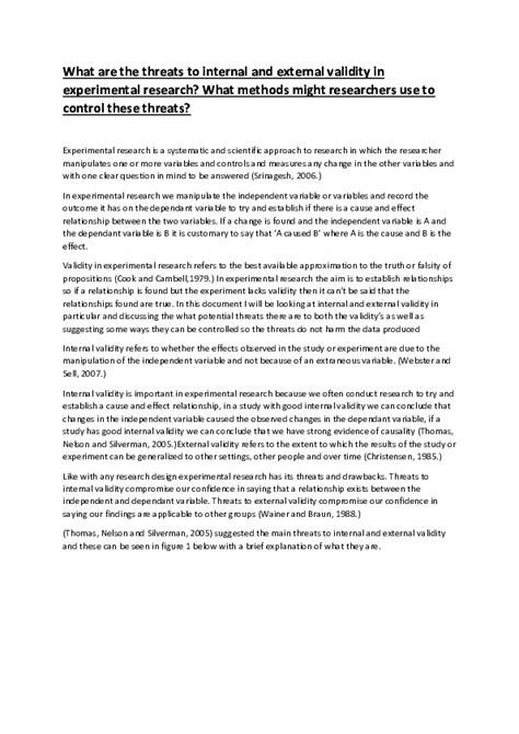 What Are The Threats To Internal And External Validity In Experimental