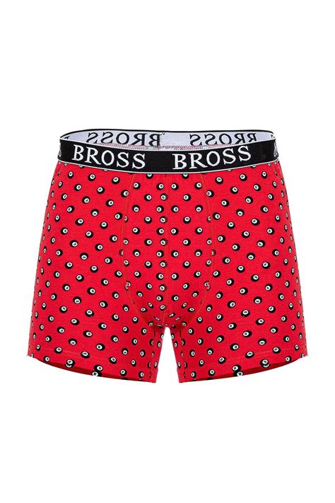Bross Desenli Erkek Boxer Bordo
