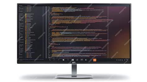 Code On Screen A Monitor Displaying Program Codeinfographics Bug Fixes And Virtual Screens