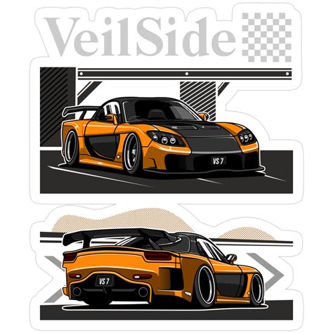 Mazda Rx 7 Veilside Orange Sticker Stickers For Cars Mazda Rx7 Rx 7