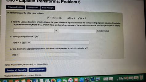 solved laplace transforms problem 5 previous problem