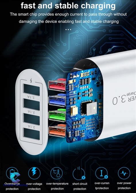 USB 3 0 4 Port Quick Lader Hvid USB Oplader Cooltekwebshop Dk