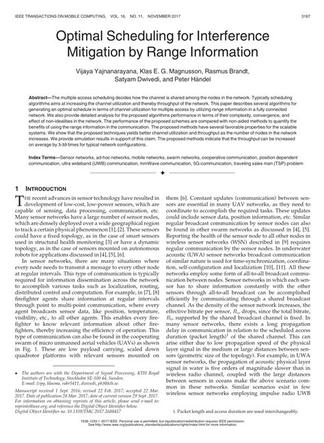 Pdf Optimal Scheduling For Interference Mitigation By Range Information