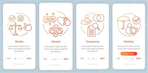 Premium Vector Ethical Principles Onboarding Mobile App Page Screen Vector Template