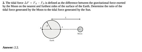 Solved 2 The tidal force ΔF FAFB is defined as the Chegg com