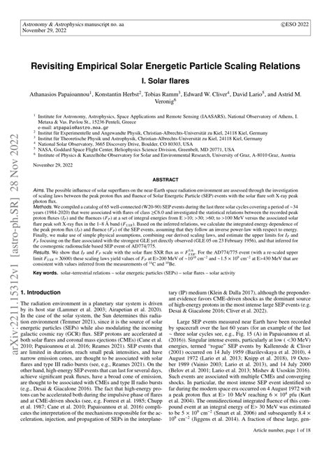 Pdf Revisiting Empirical Solar Energetic Particle Scaling Relations I